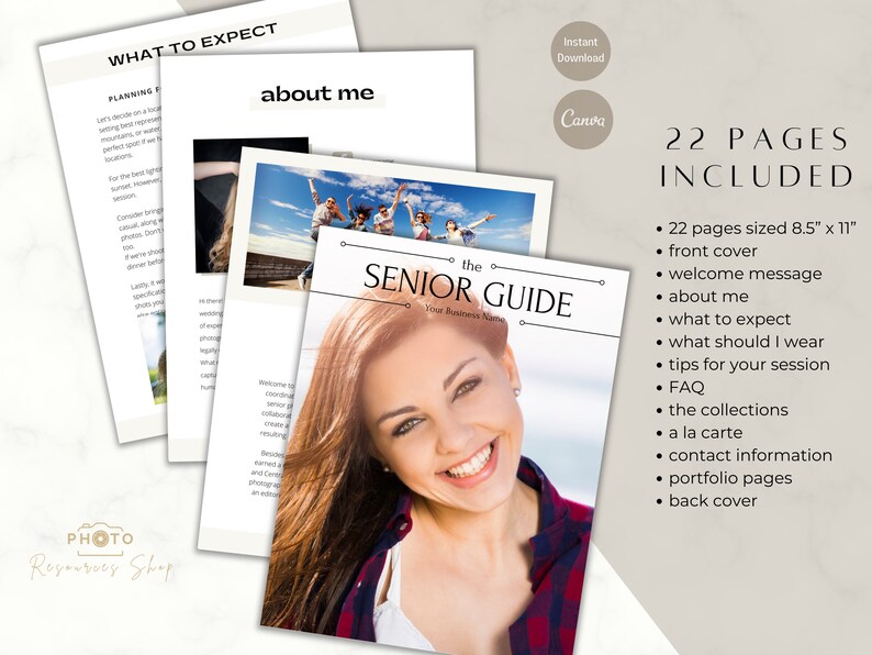 CANVA Senior Photography Style Guide Magazine Template, Graduation ...