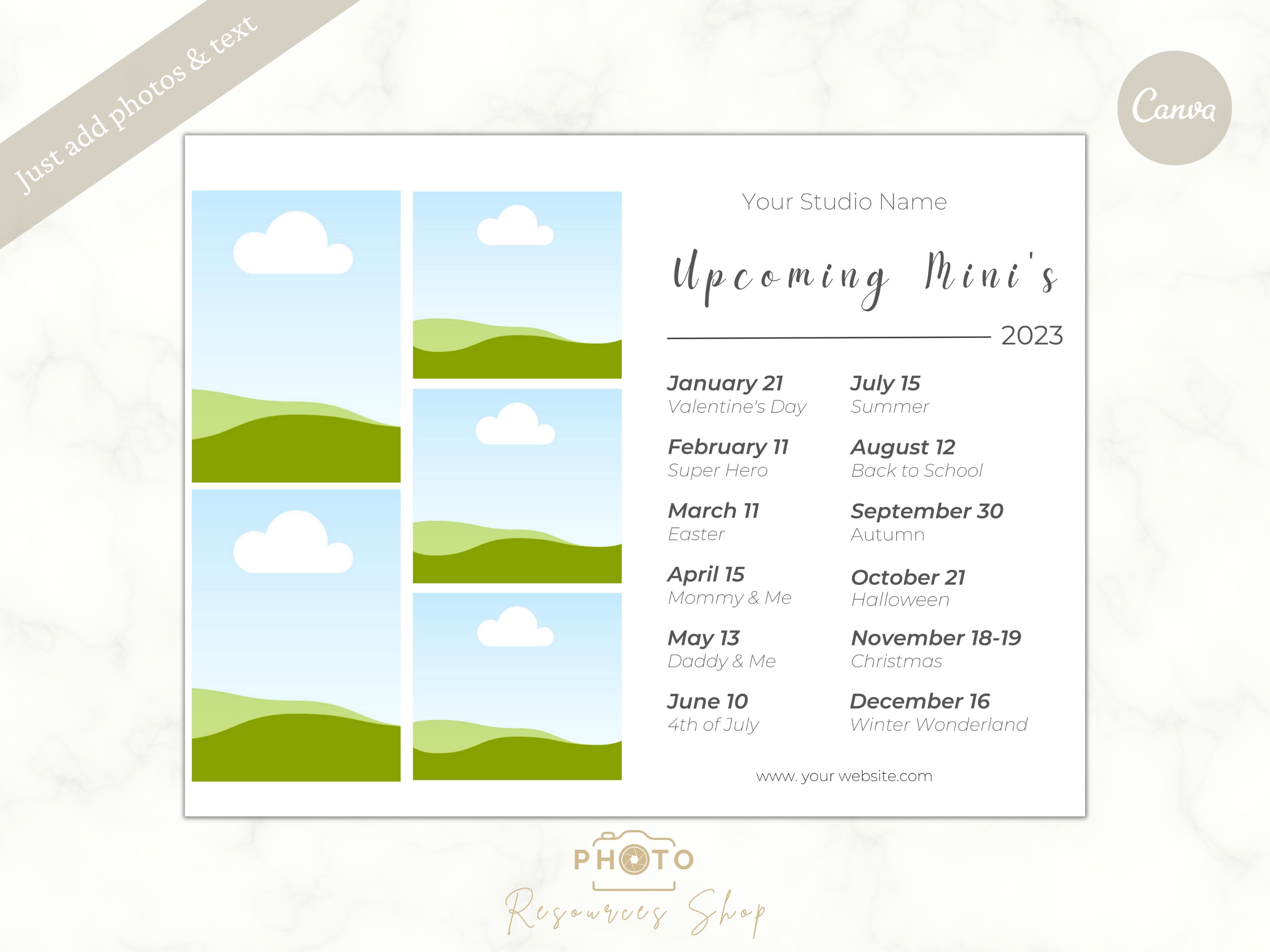 Upcoming Sessions Template, Photography CANVA Template, Mini Sessions ...