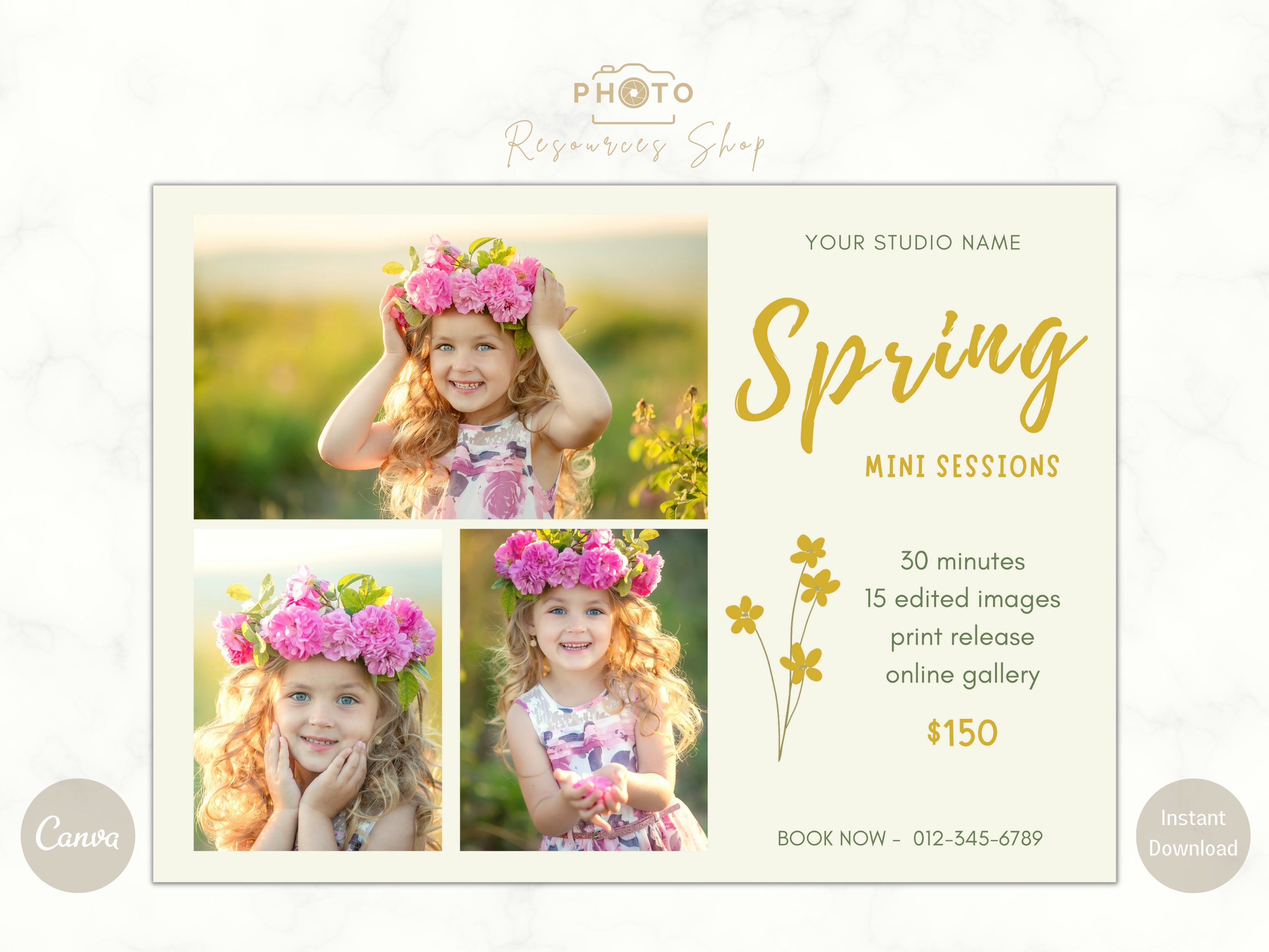 Spring Mini Sessions Template, Mini Session, Canva Photography Template ...