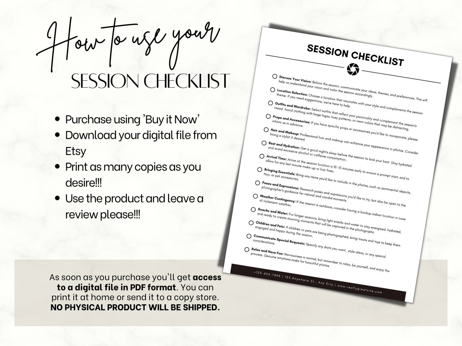 Photography Session Checklist Template | Photo Session List | Canva ...