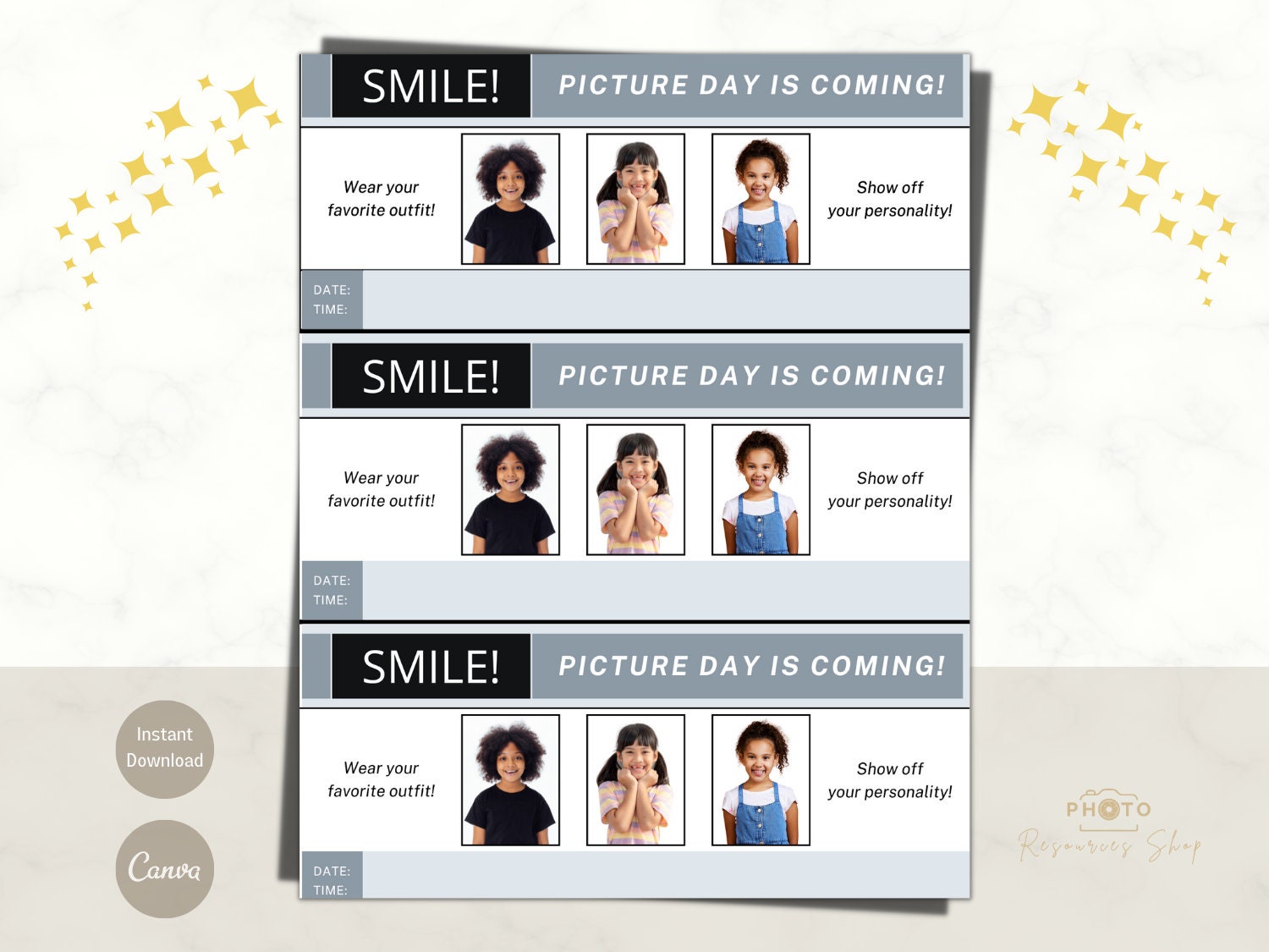 School Picture Day Reminder | Editable Picture Day Note | Canva ...