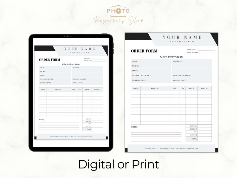 Professional Photo Order Form | Easy-to-use Canva Template ...