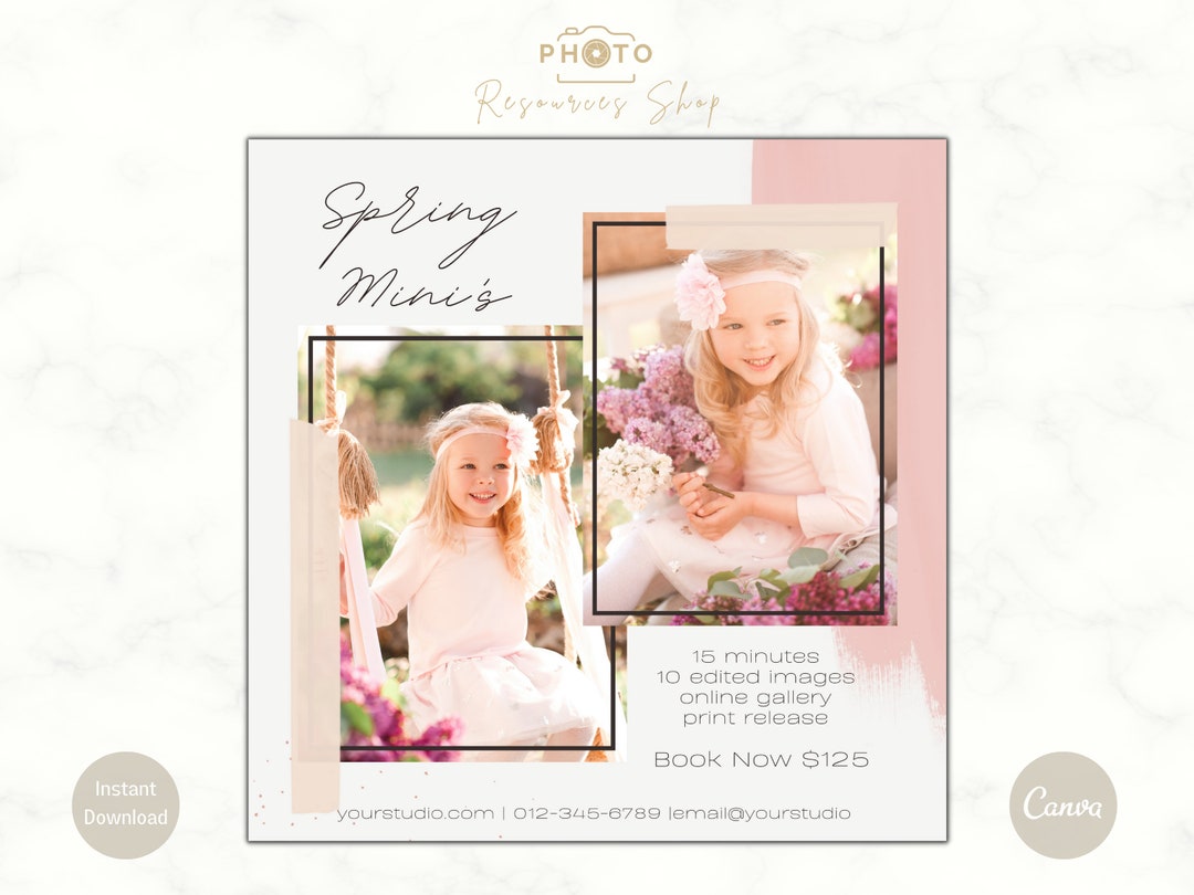 Spring Mini Sessions Template, Mini Session, Canva Photography Template ...