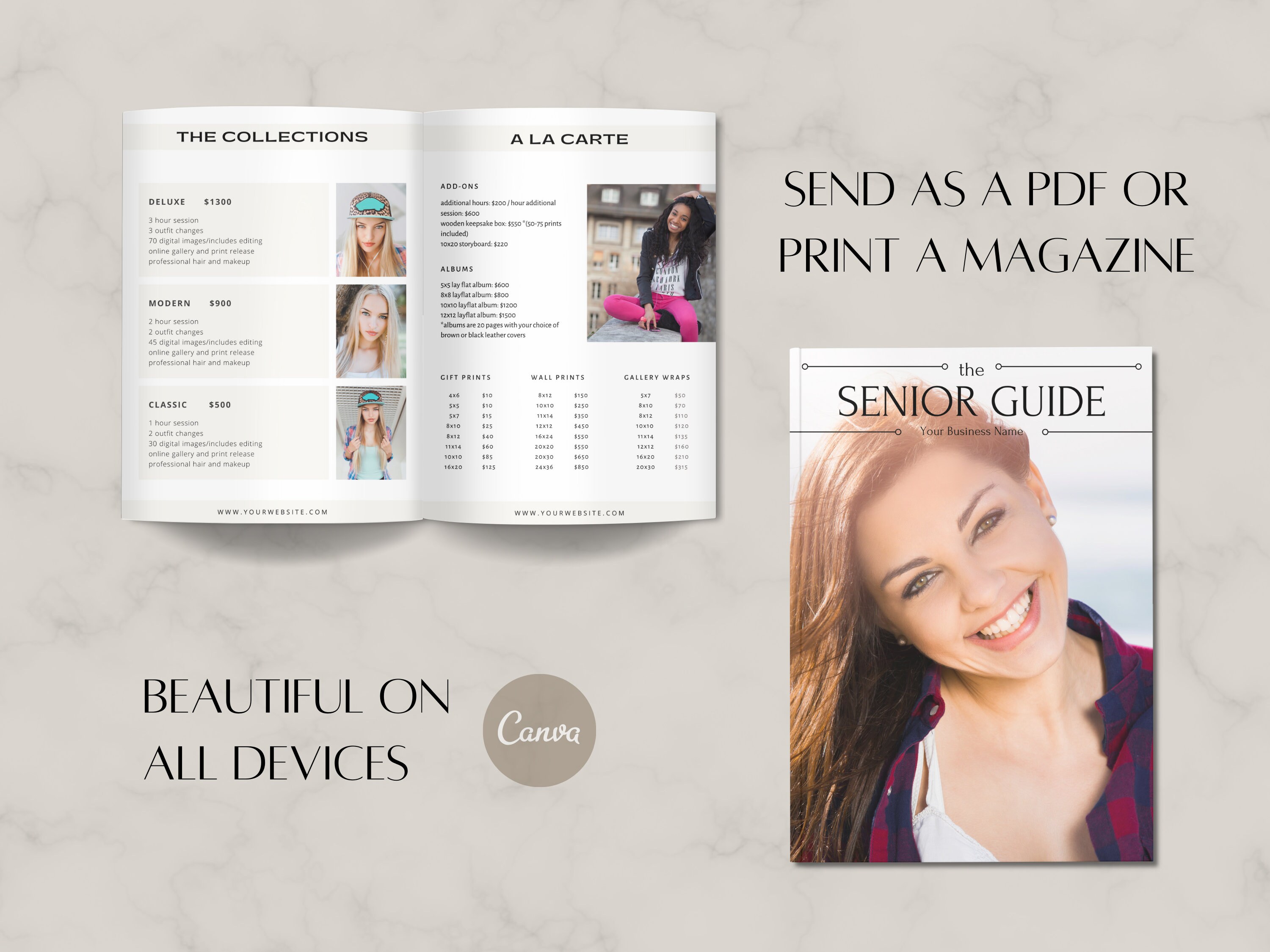 CANVA Senior Photography Style Guide Magazine Template, Graduation ...