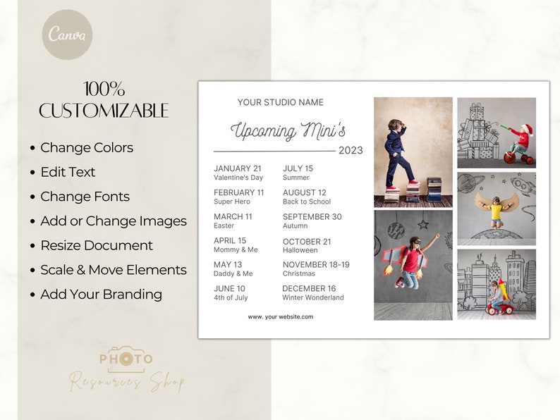 Upcoming Sessions Template, Photography CANVA Template, Mini Sessions ...