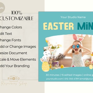Easter Mini Sessions Template, Easter Mini Session, Spring, Photography CANVA Template, Mini ...