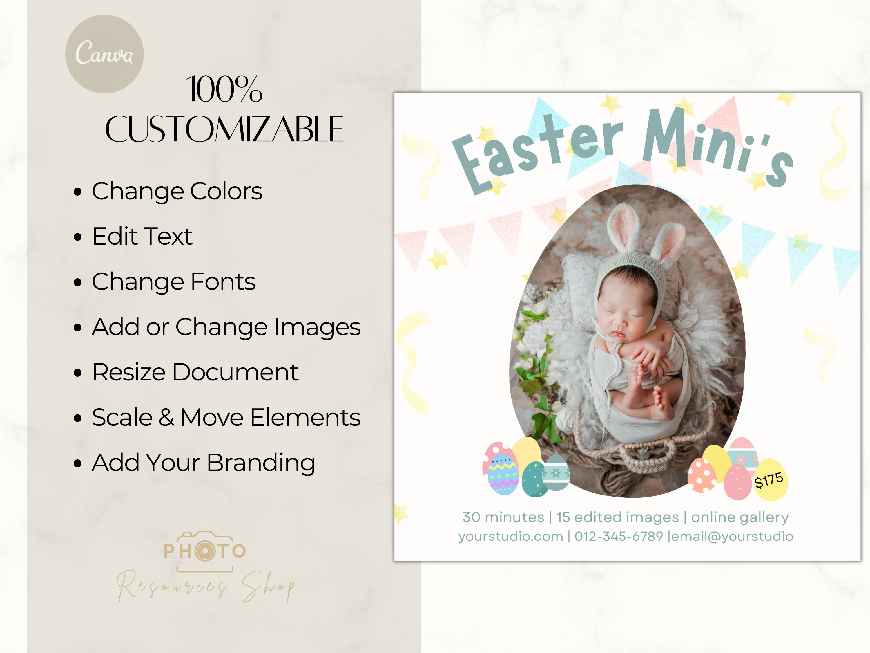Easter Mini Sessions Template, Easter Mini Session, Spring, Photography ...