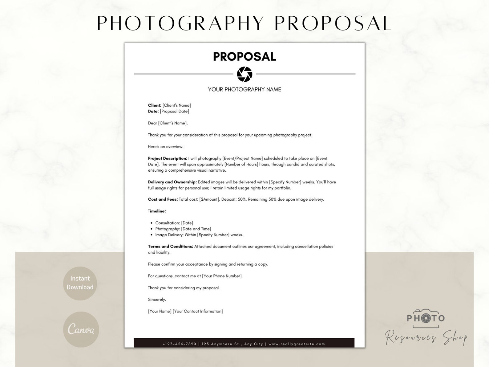 Photography Proposal Template | Photo Session List | Canva Template ...