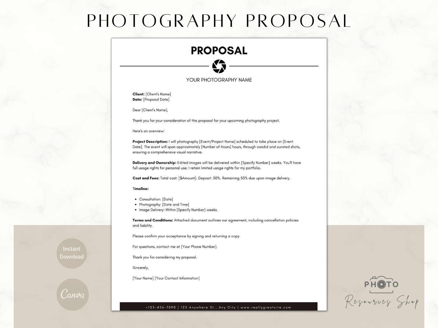 Photography Proposal Template | Photo Session List | Canva Template ...