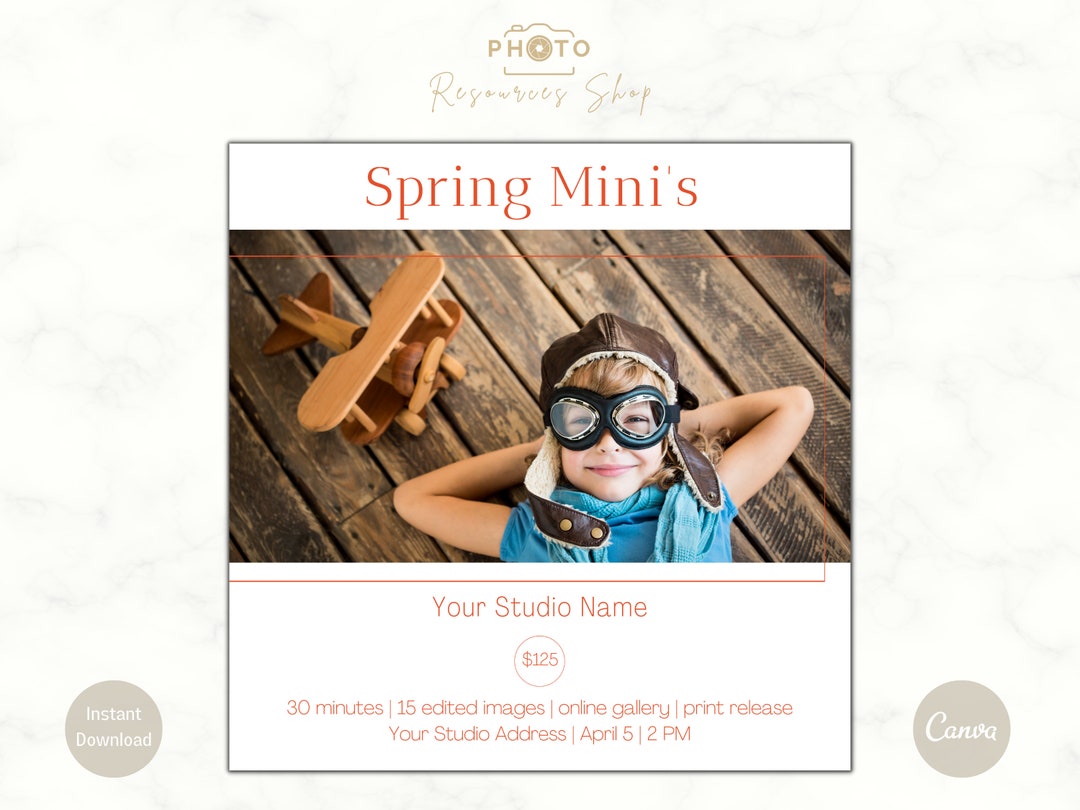Spring Mini Sessions Template, Mini Session, Canva Photography Template ...