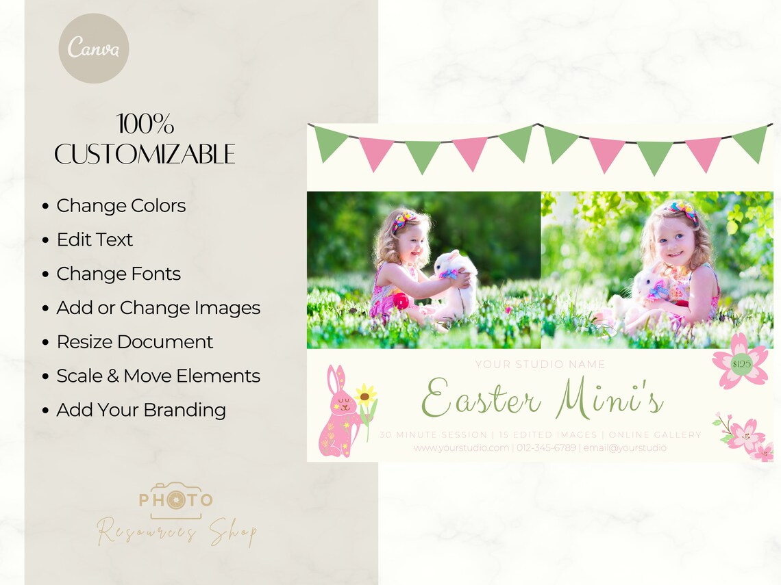 Easter Mini Sessions Template, Easter Mini Session, Spring, Photography ...