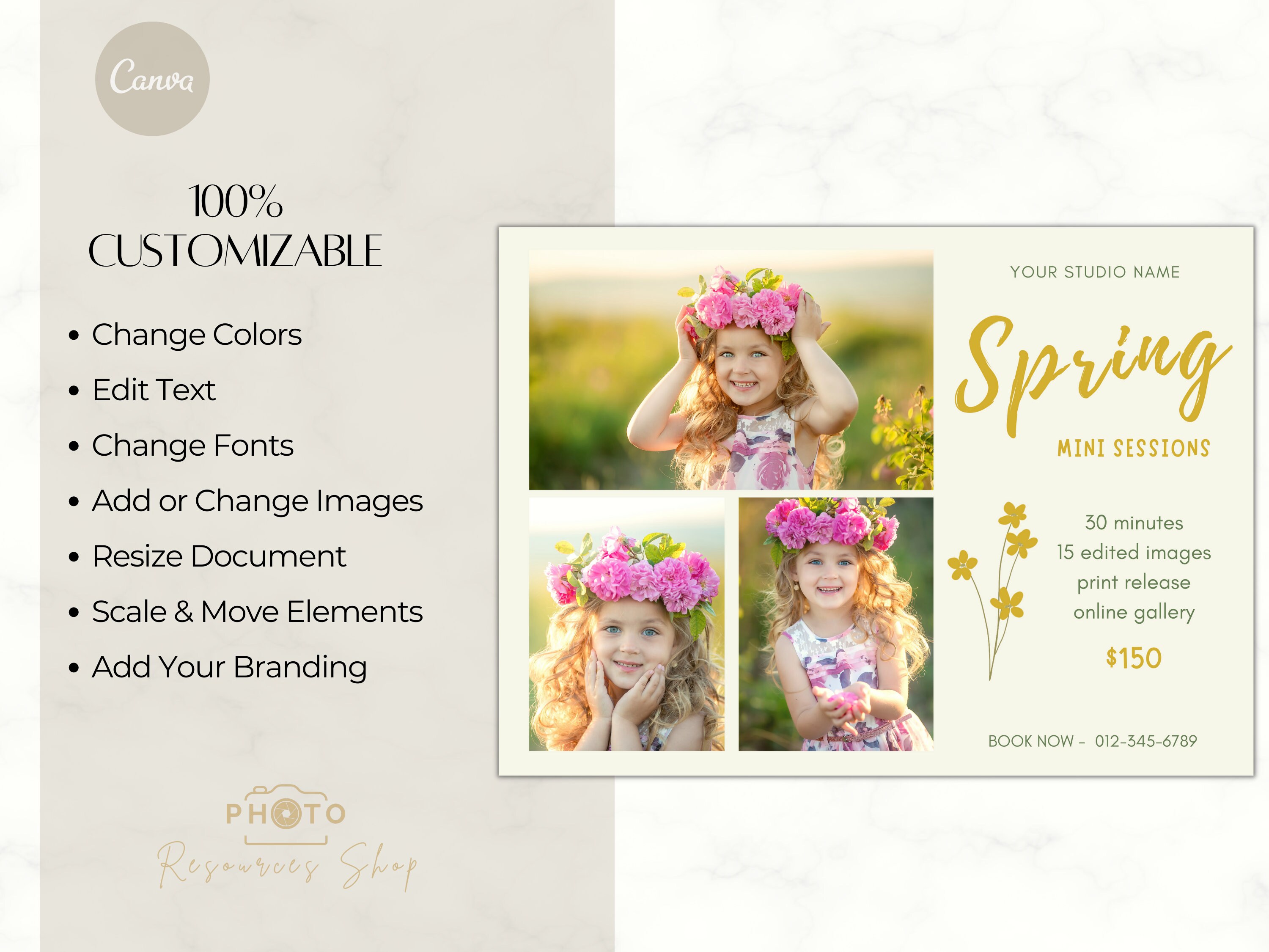 Spring Mini Sessions Template, Mini Session, Canva Photography Template ...