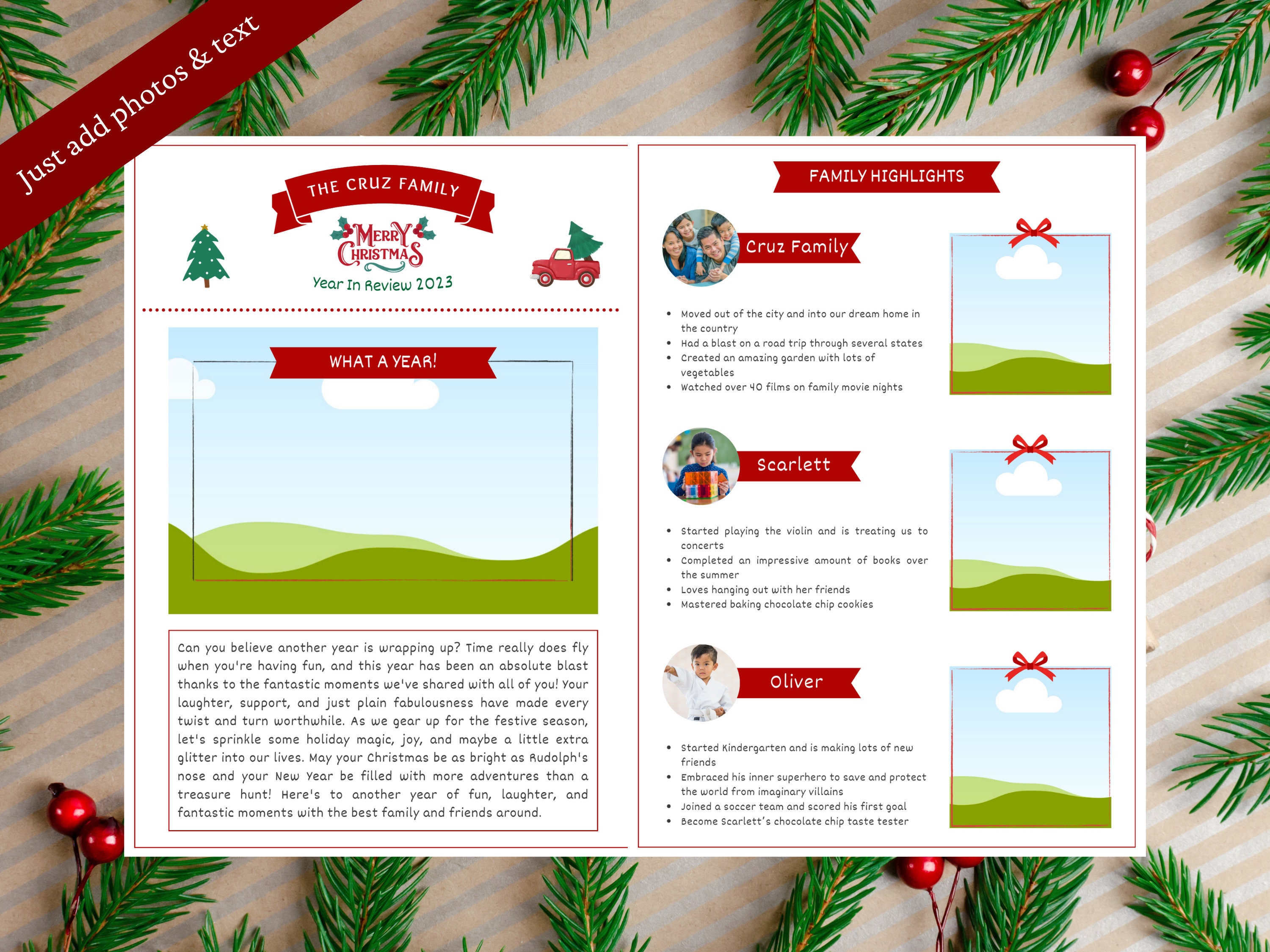 Year in Review Christmas Card Template, Christmas Family Newsletter ...