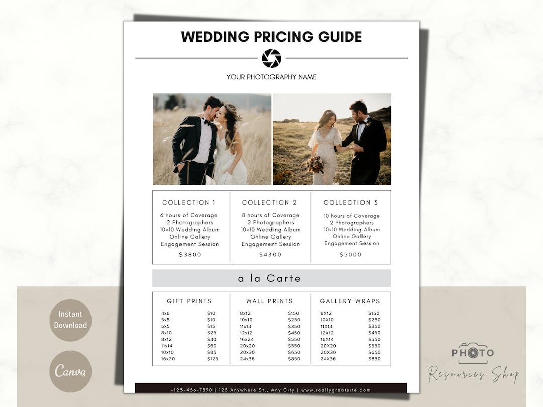 Wedding Photography Pricing Guide | Canva Template | Pricing Template ...