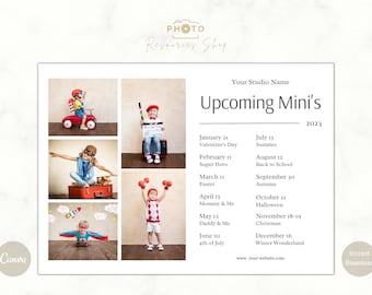 Upcoming Sessions Photography Template Mini Sessions Calendar - Etsy