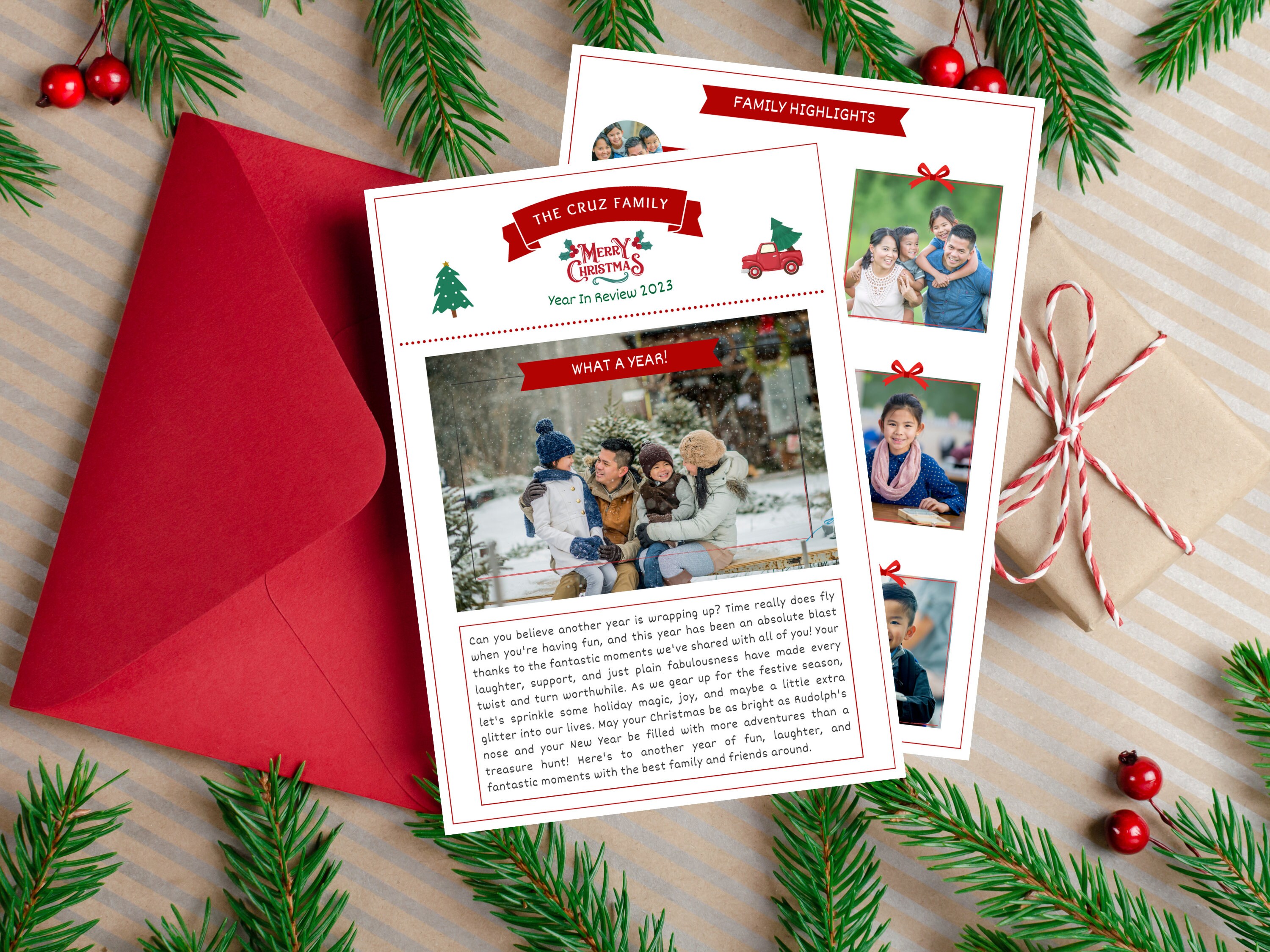 Year in Review Christmas Card Template, Christmas Family Newsletter ...