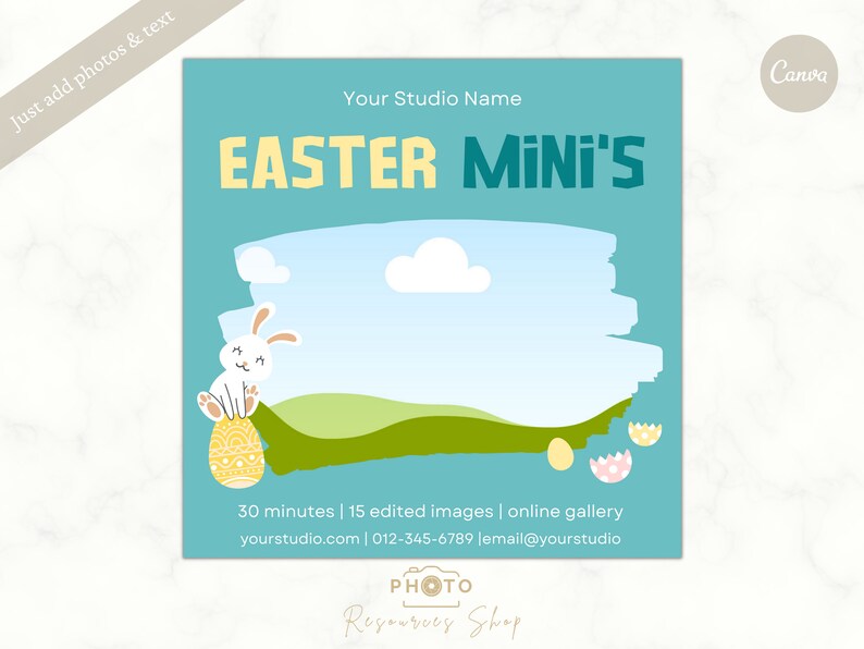 Easter Mini Sessions Template, Easter Mini Session, Spring, Photography CANVA Template, Mini ...