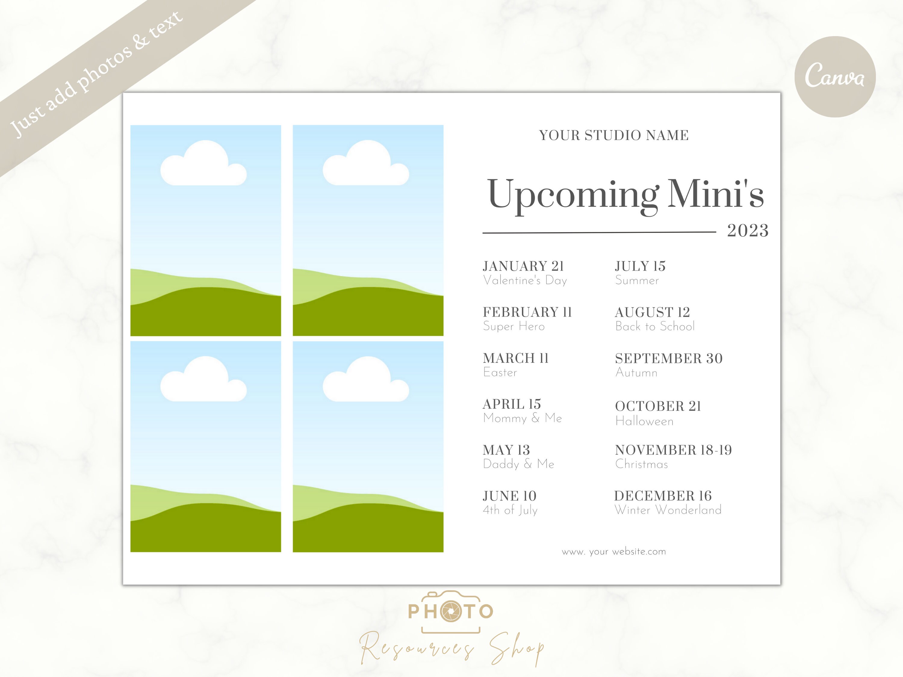Upcoming Sessions Template, Photography CANVA Template, Mini Sessions ...
