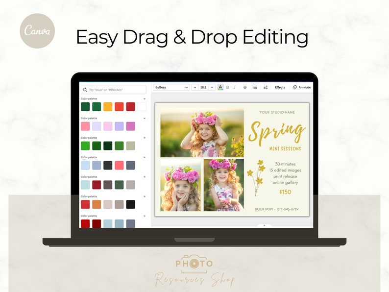 Spring Mini Sessions Template, Mini Session, Canva Photography Template ...