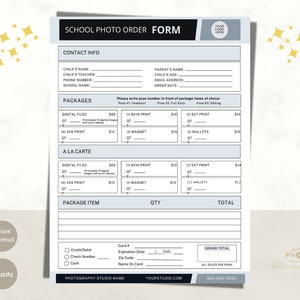School Photography Order Form | Canva Template | Photography Forms ...