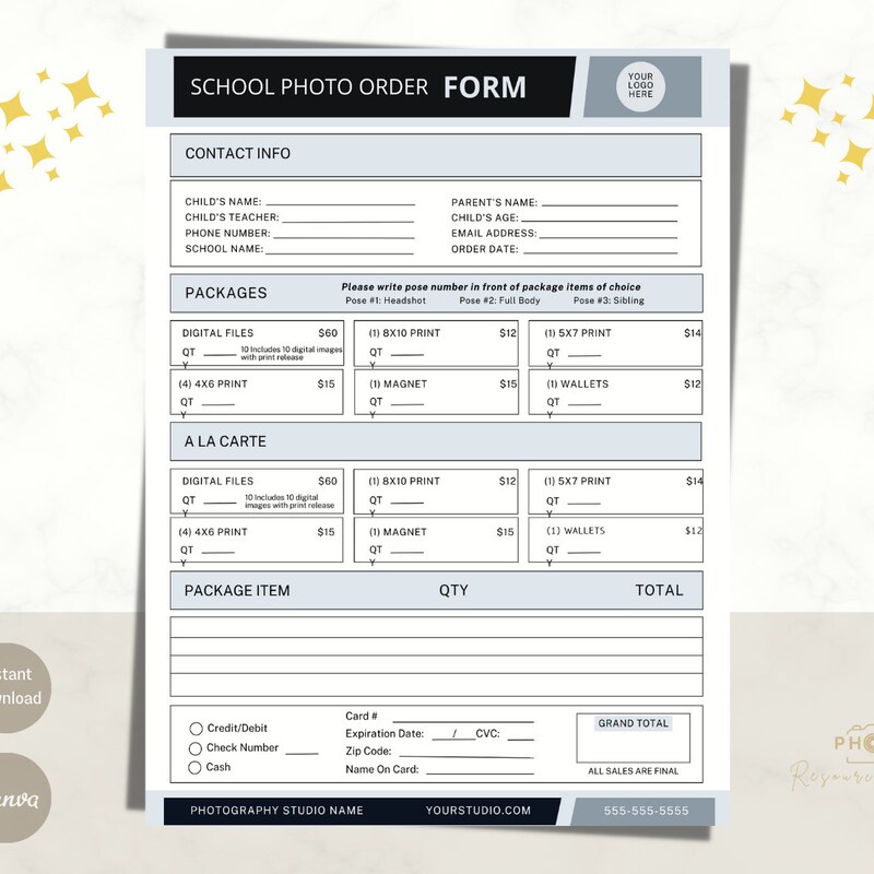 Picture Day Order Form - Etsy