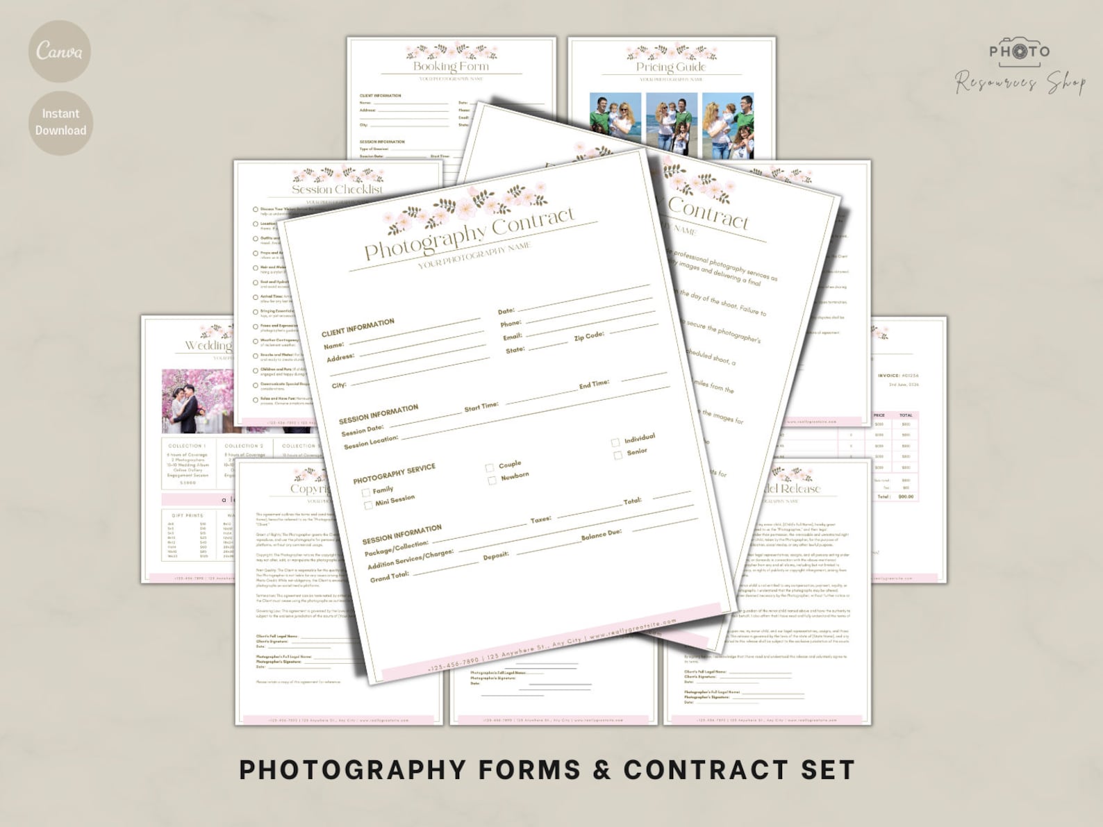 Floral Photography Contracts and Forms Set | Photography Bundle ...