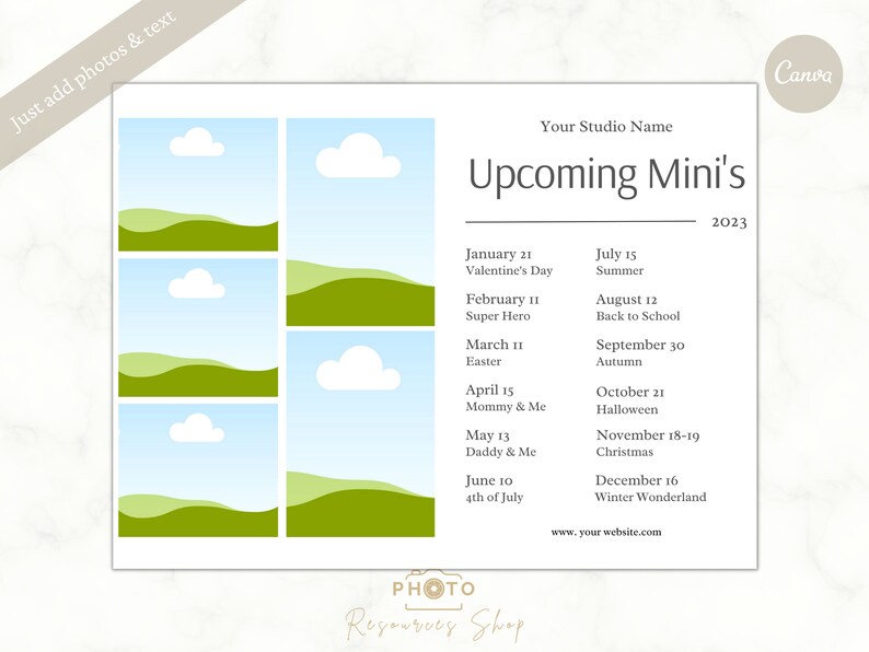 Upcoming Sessions Template, Photography CANVA Template, Mini Sessions ...