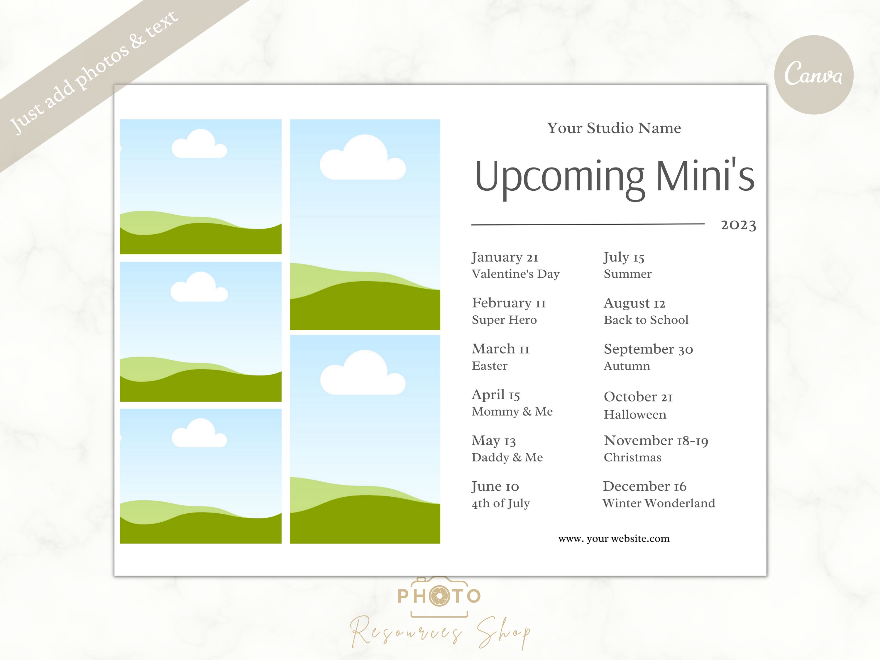 Upcoming Sessions Template, Photography CANVA Template, Mini Sessions ...