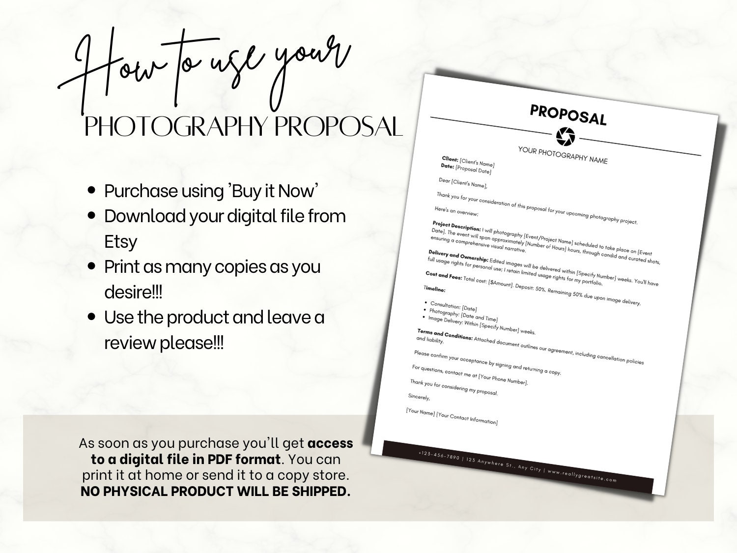 Photography Proposal Template | Photo Session List | Canva Template ...