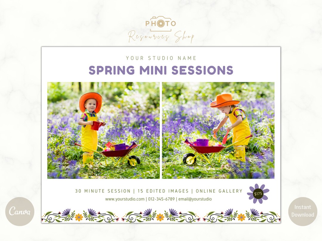 Spring Mini Sessions Template, Mini Session, Canva Photography Template ...