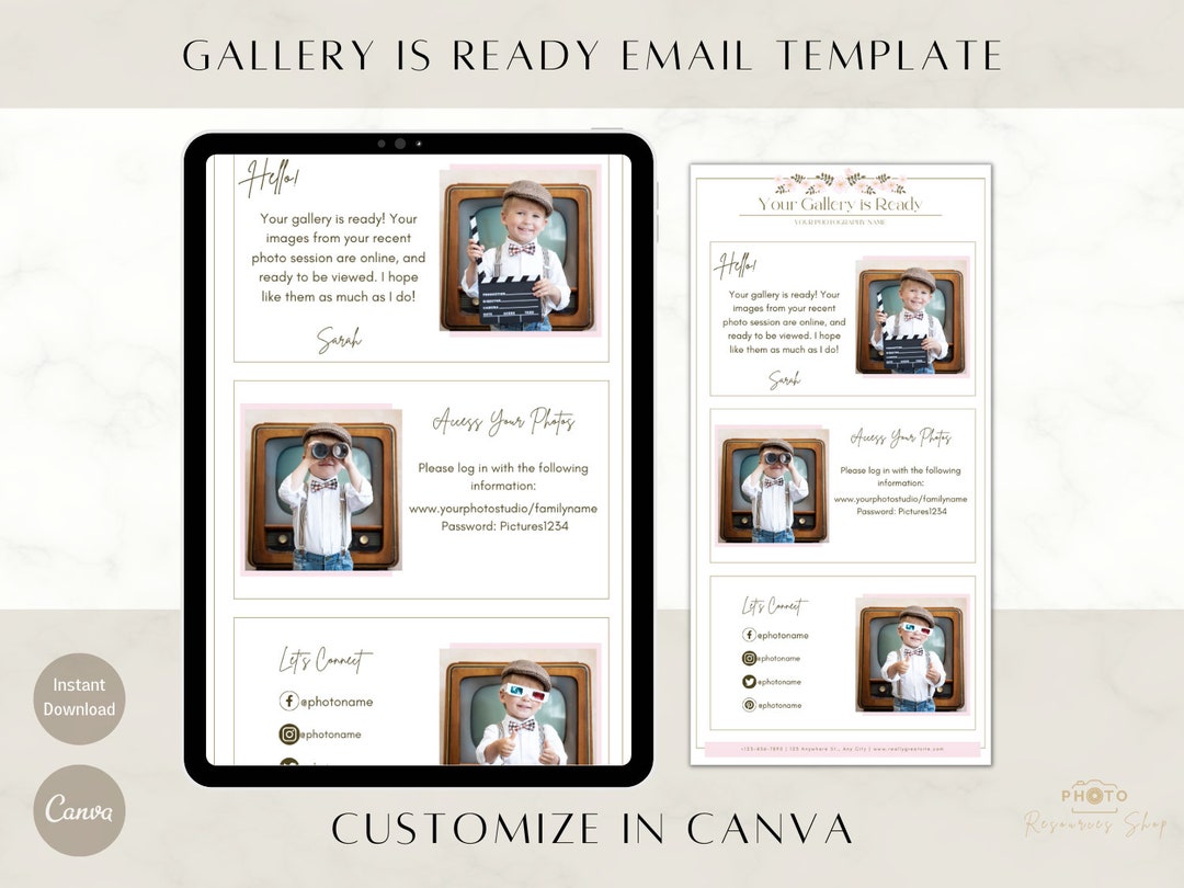 Your Gallery is Ready | Email Template | Email Marketing | Photographer ...