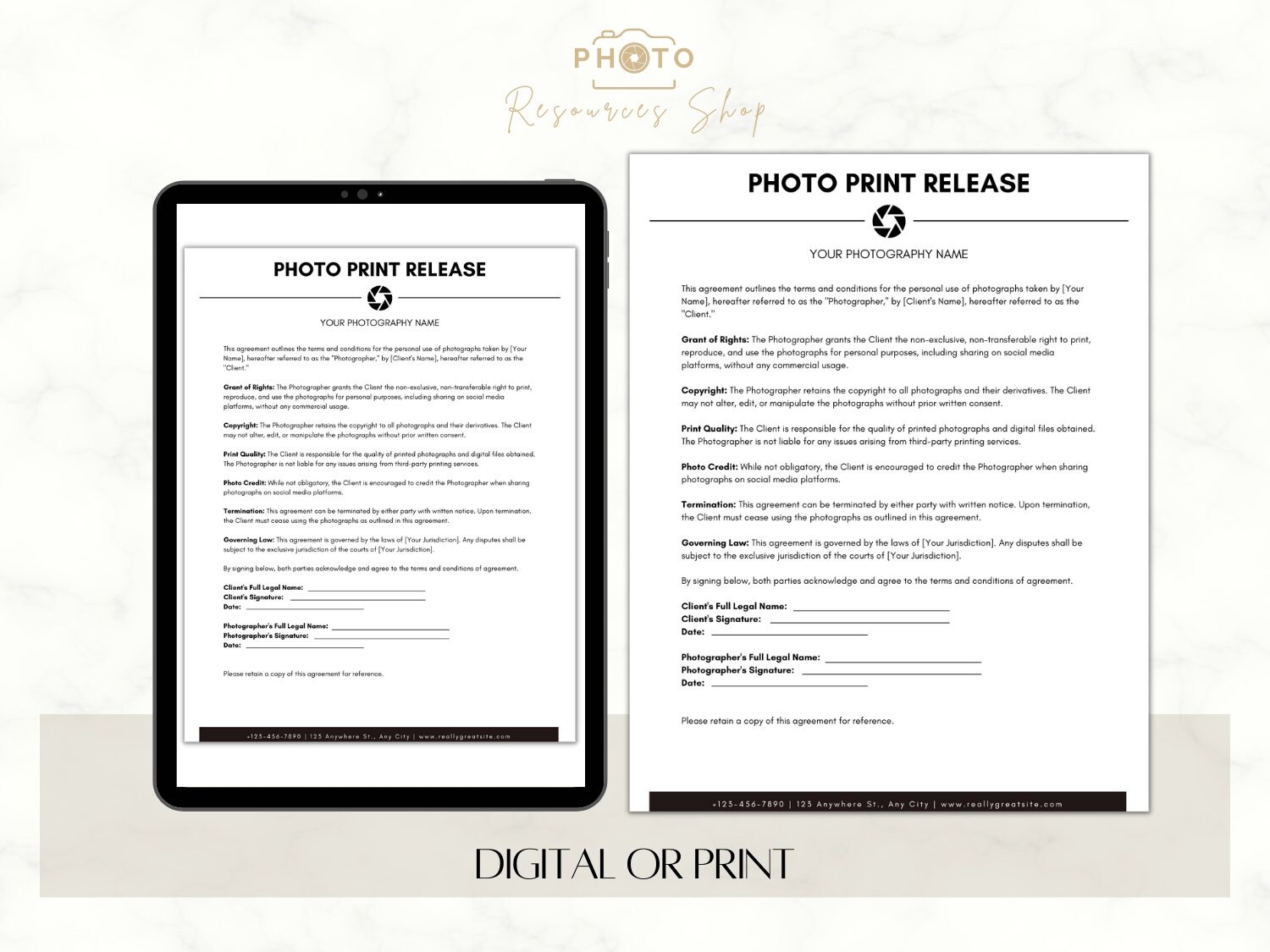 Photography Print Release | Canva Template | Easy-to-edit Photography ...