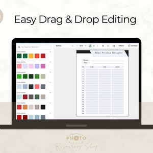 Mini Session Register, Mini Session Sign up Sheet, Session Info Sheet ...