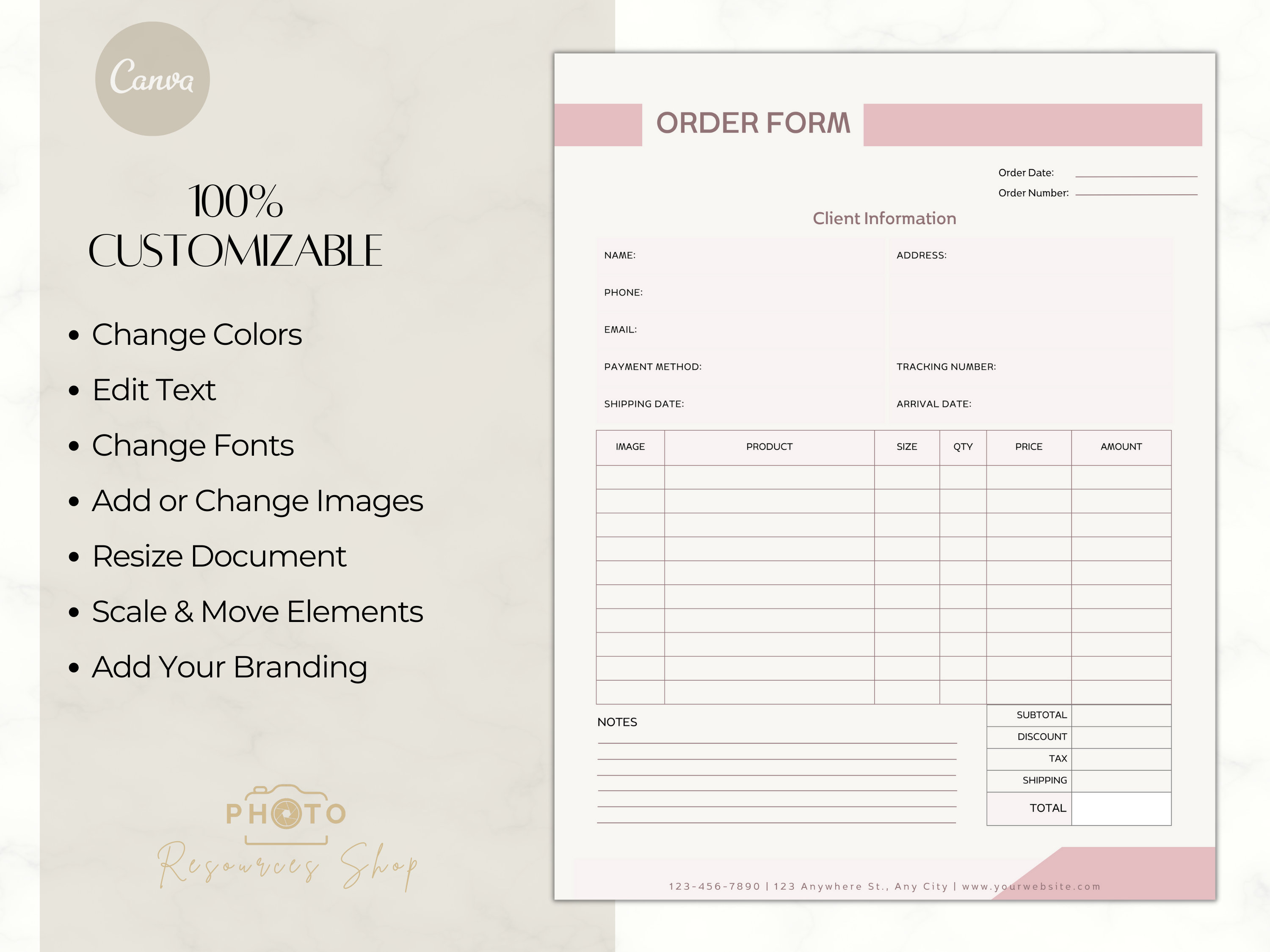 Professional Photo Order Form | Easy-to-use Canva Template ...