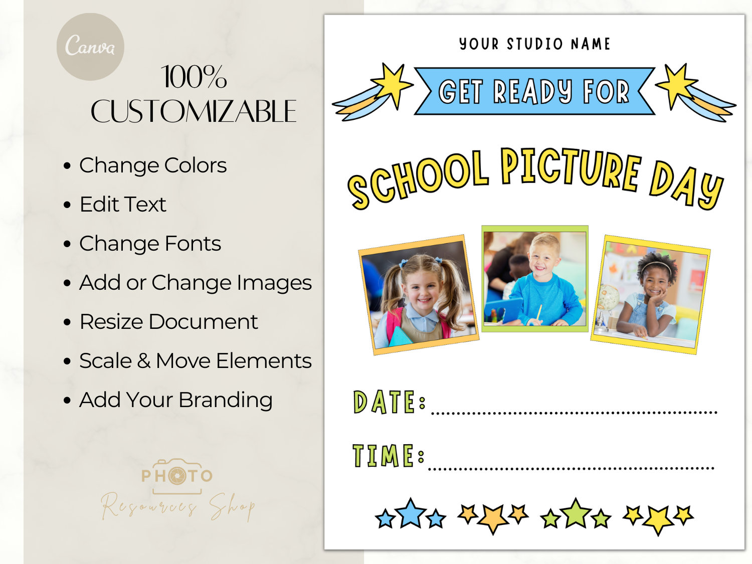 School Picture Day Template | School Picture Day Flyer | Canva Template ...