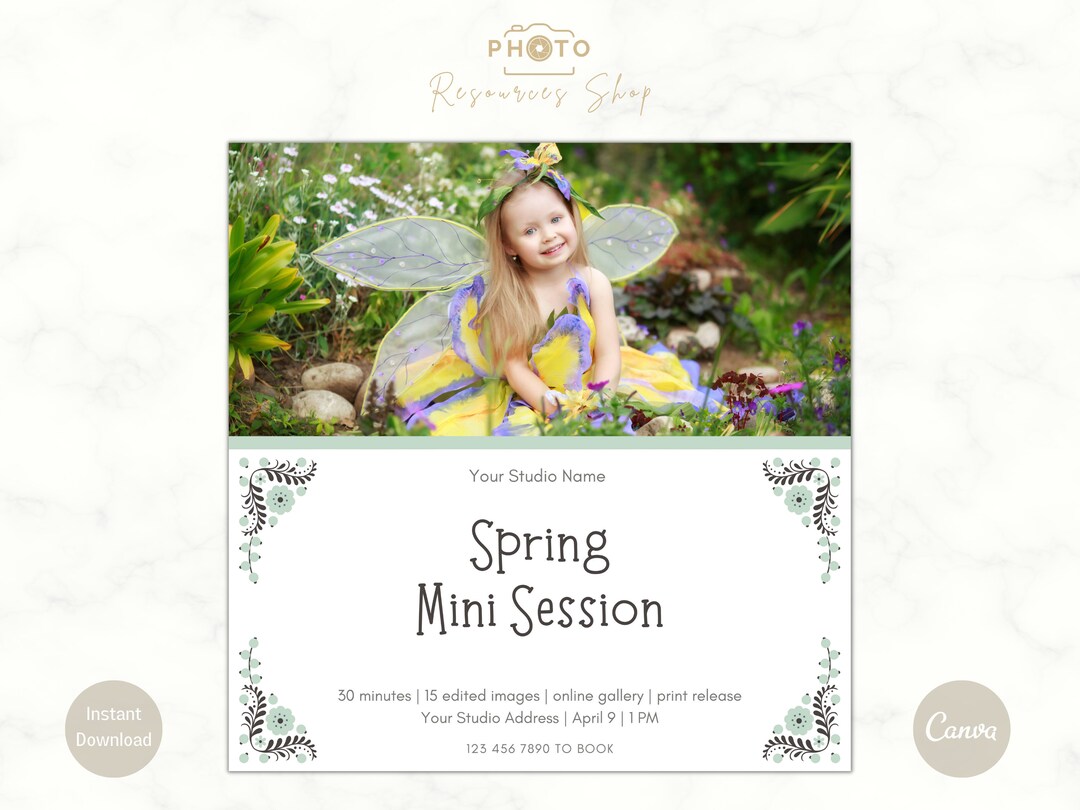 Spring Mini Sessions Template, Mini Session, Canva Photography Template ...