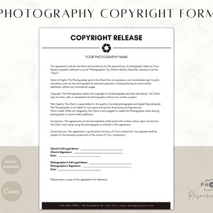 Photography Copyright Release | Canva Template | Easy-to-edit ...