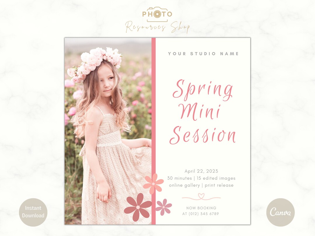 Spring Mini Sessions Template, Mini Session, Canva Photography Template ...