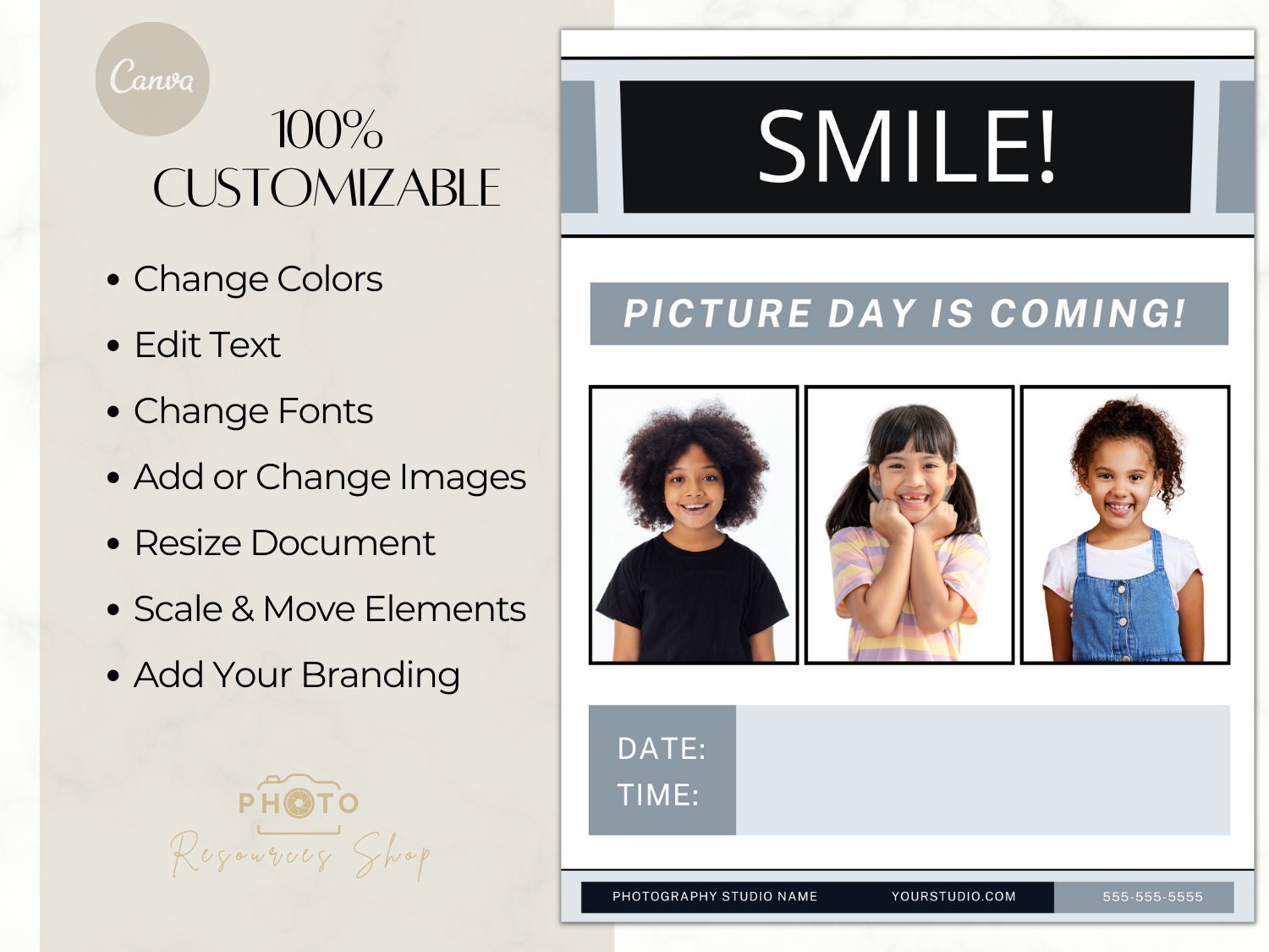 School Picture Day Template | School Picture Day Flyer | Canva Template ...