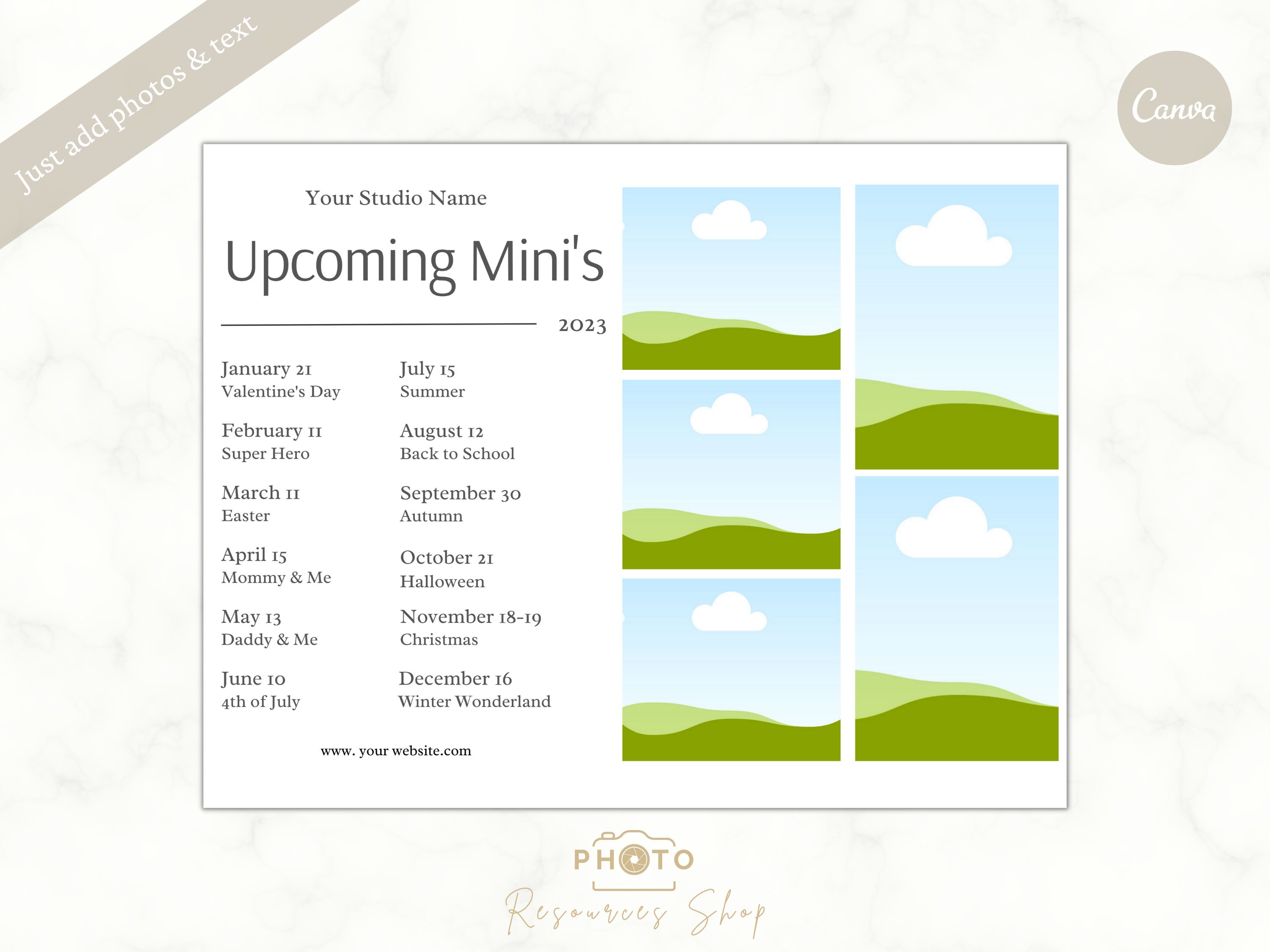 Upcoming Sessions Template, Photography CANVA Template, Mini Sessions ...