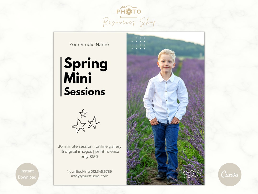 Spring Mini Sessions Template, Mini Session, Canva Photography Template ...
