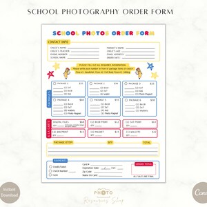 School Photography Order Form | Canva Template | Photography Forms ...