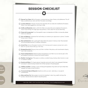 Photography Session Checklist Template | Photo Session List | Canva ...