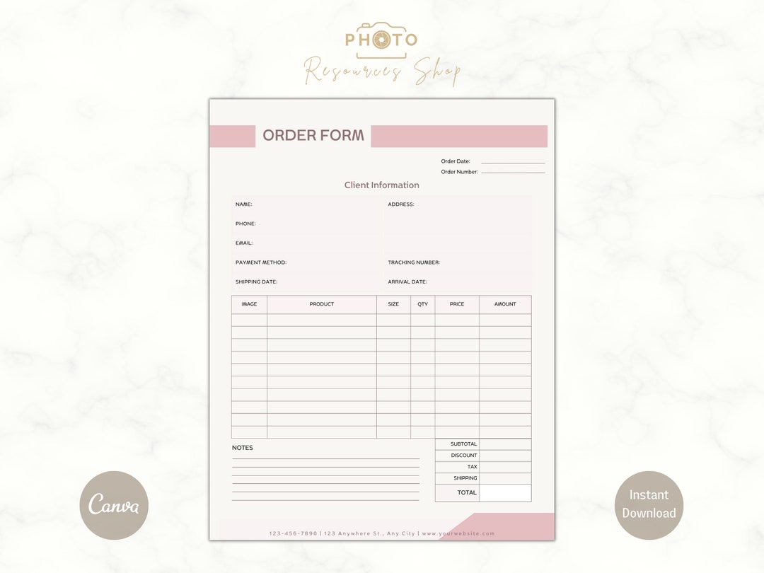 Professional Photo Order Form | Easy-to-use Canva Template ...