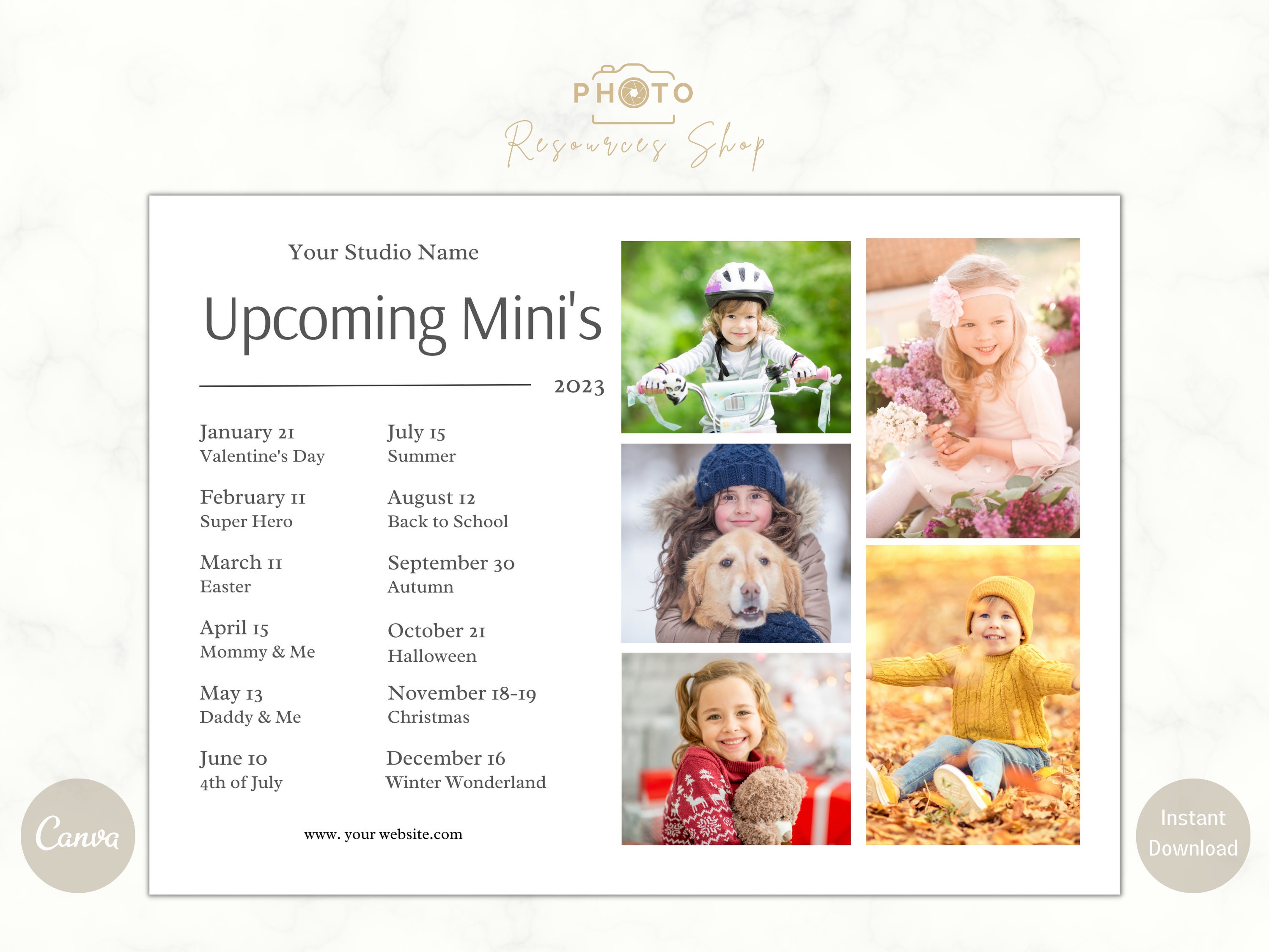 Upcoming Sessions Template, Photography CANVA Template, Mini Sessions ...