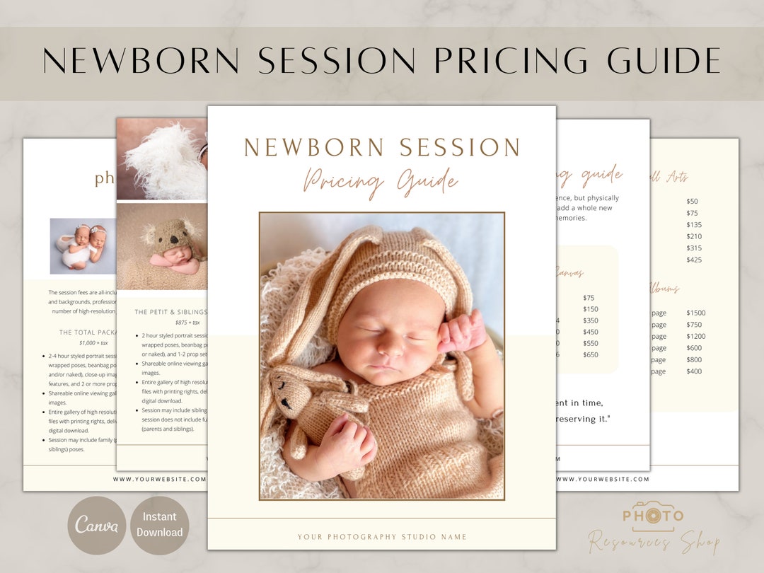 Newborn Session Pricing Guide, Newborn Photography Pricing Guide, Canva ...