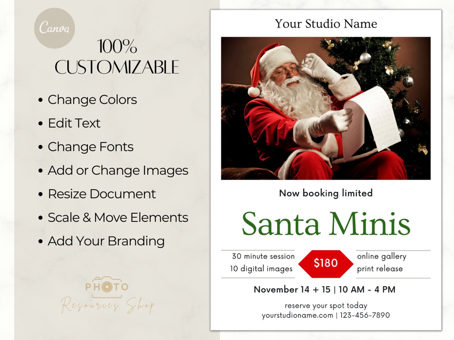 Christmas Mini Sessions Template | Santa Minis | Photography Marketing ...