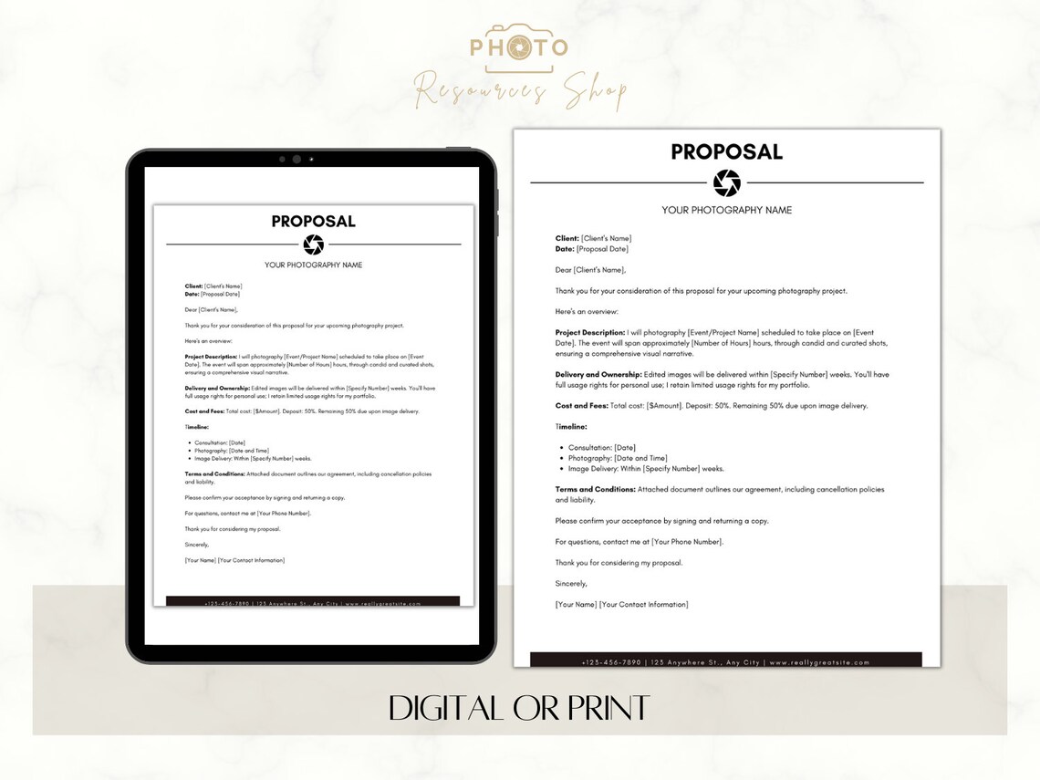 Photography Proposal Template | Photo Session List | Canva Template ...