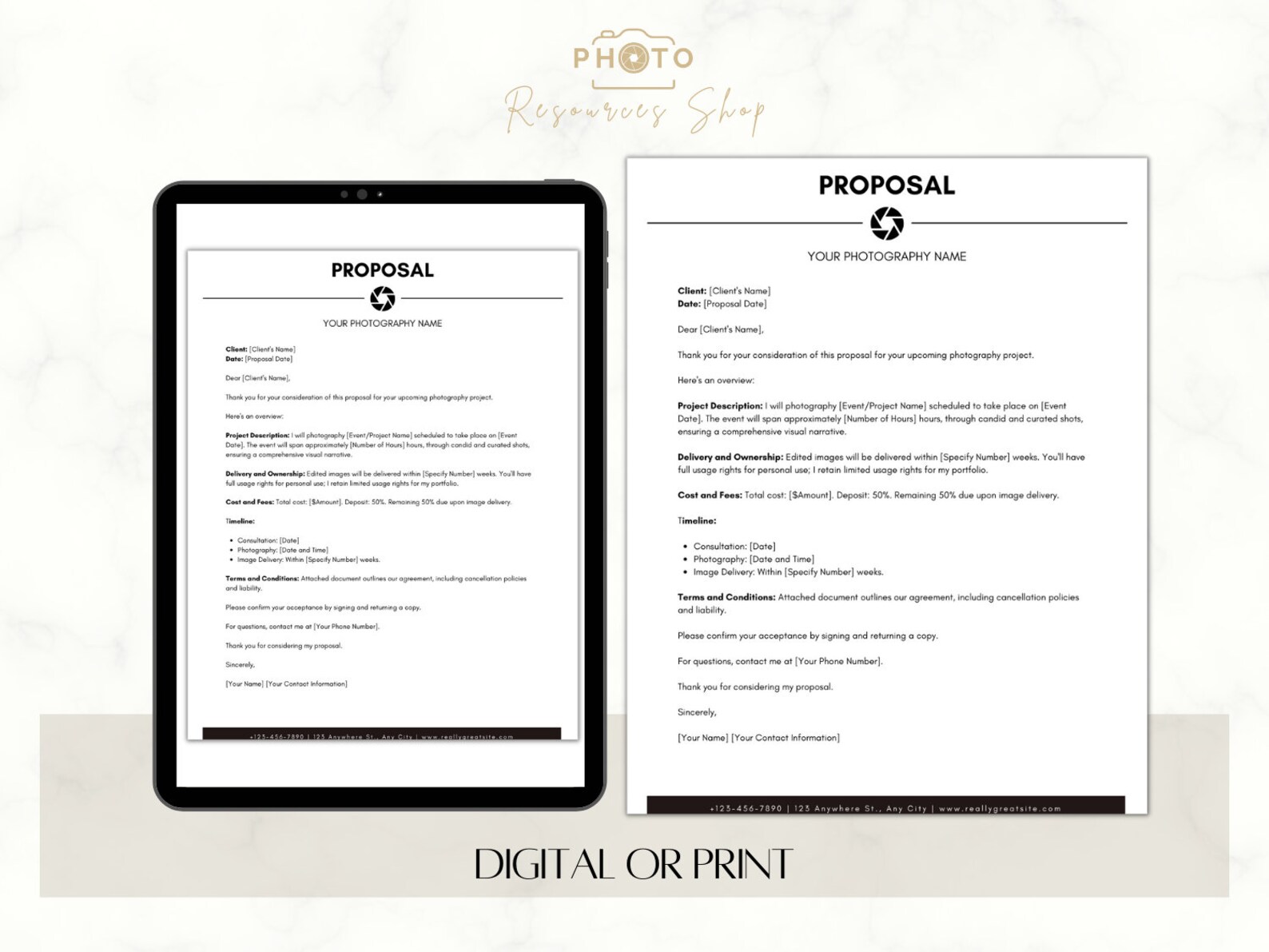 Photography Proposal Template | Photo Session List | Canva Template ...