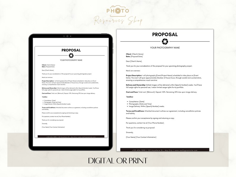 Photography Proposal Template | Photo Session List | Canva Template ...